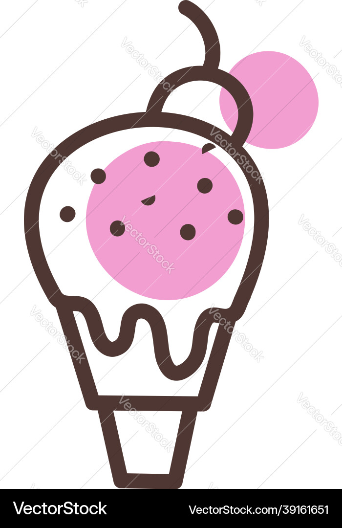 Cherry ice cream in cone on a white background Vector Image