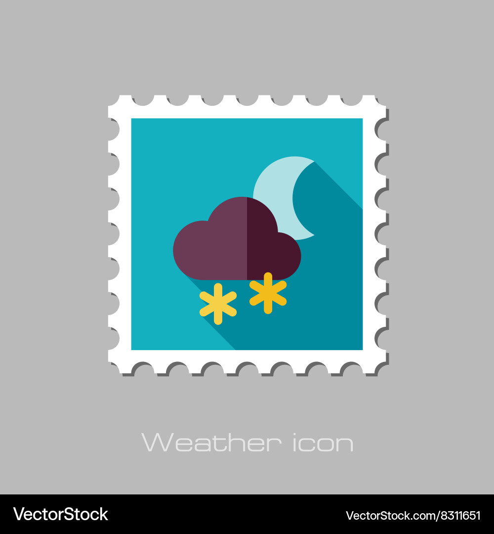 Cloud snow moon flat stamp meteorology weather Vector Image