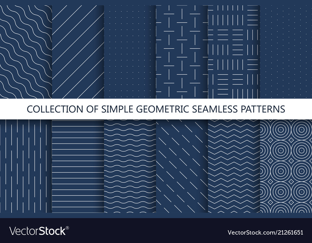 Collection of simple seamless geometric patterns Vector Image