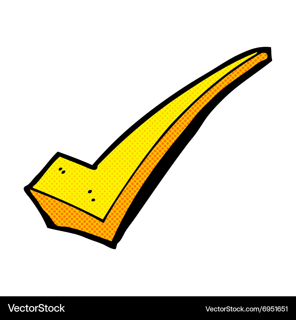 Comic cartoon positive tick symbol Royalty Free Vector Image
