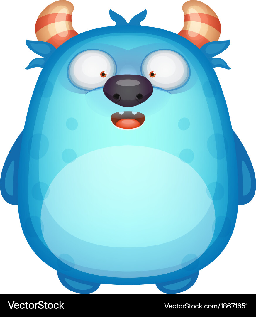 Cute blue monster Royalty Free Vector Image - VectorStock