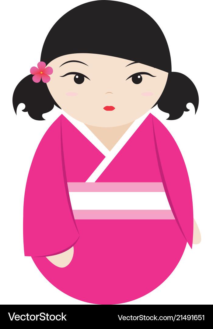 Cute geisha character Royalty Free Vector Image