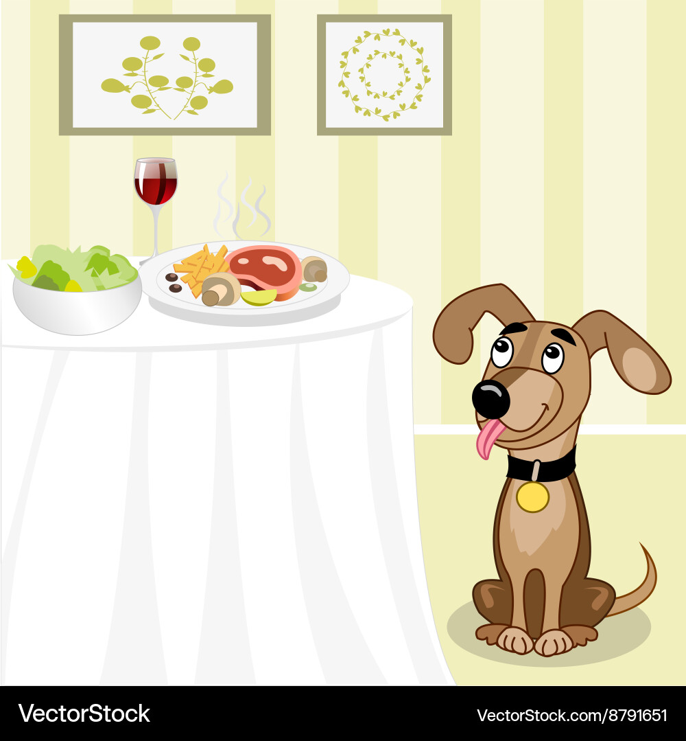 Dog looking for food Royalty Free Vector Image