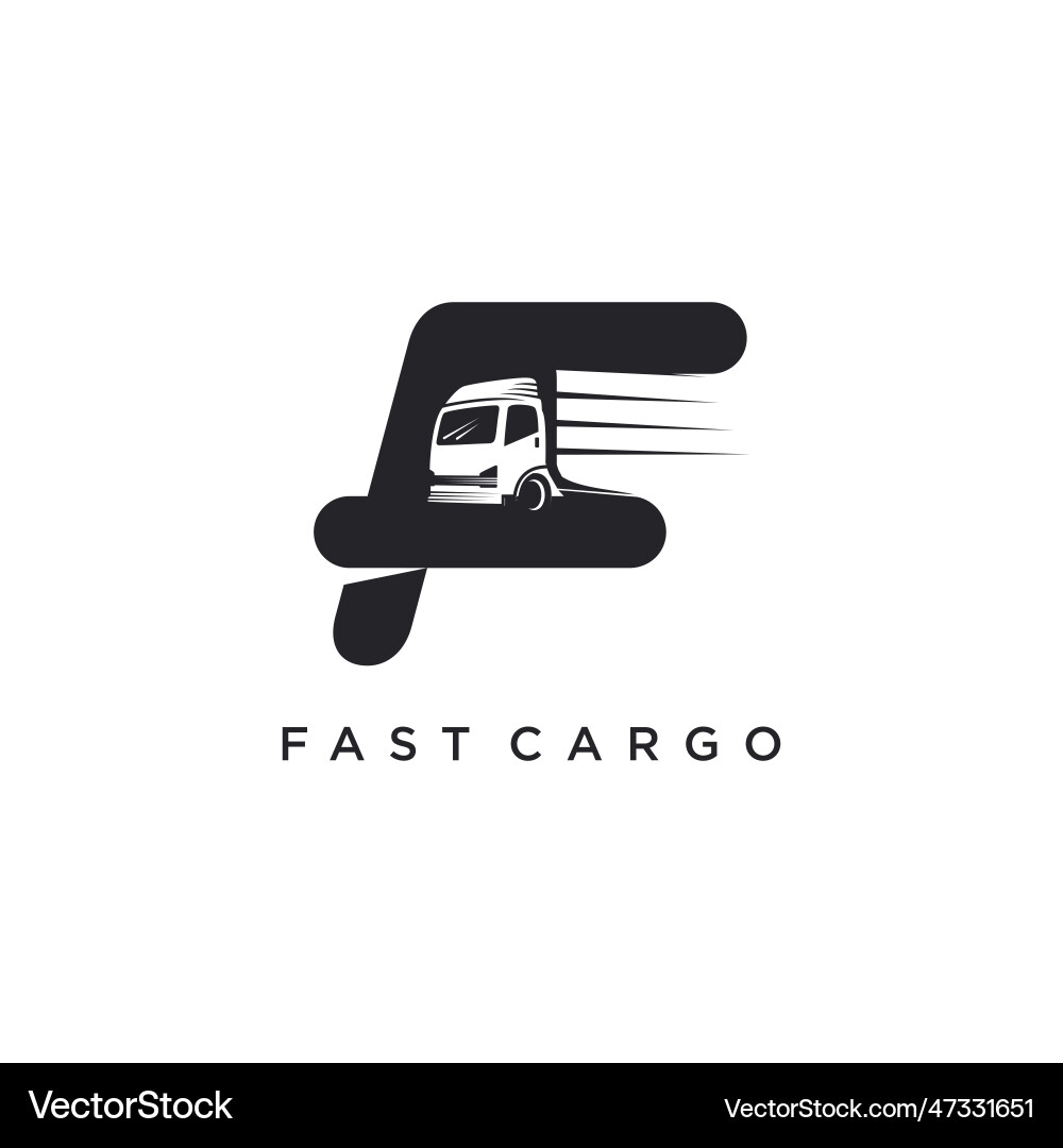 Fast cargo logo design with letter f simple Vector Image