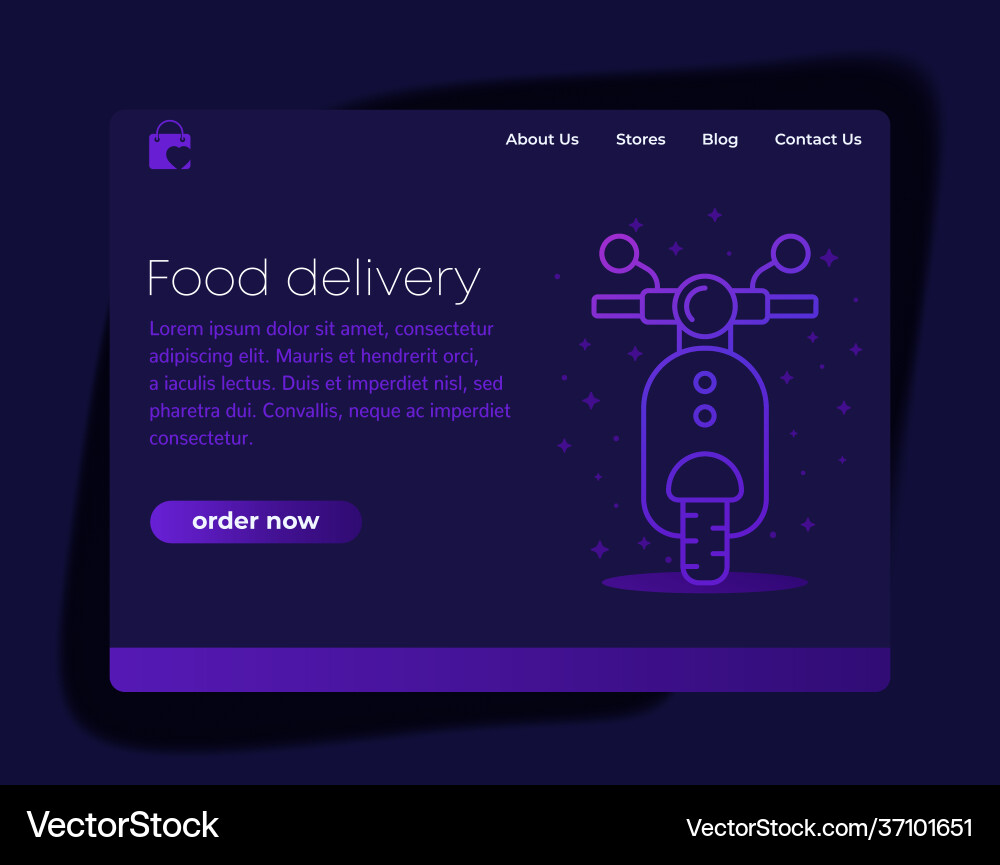 Food delivery landing page design Royalty Free Vector Image