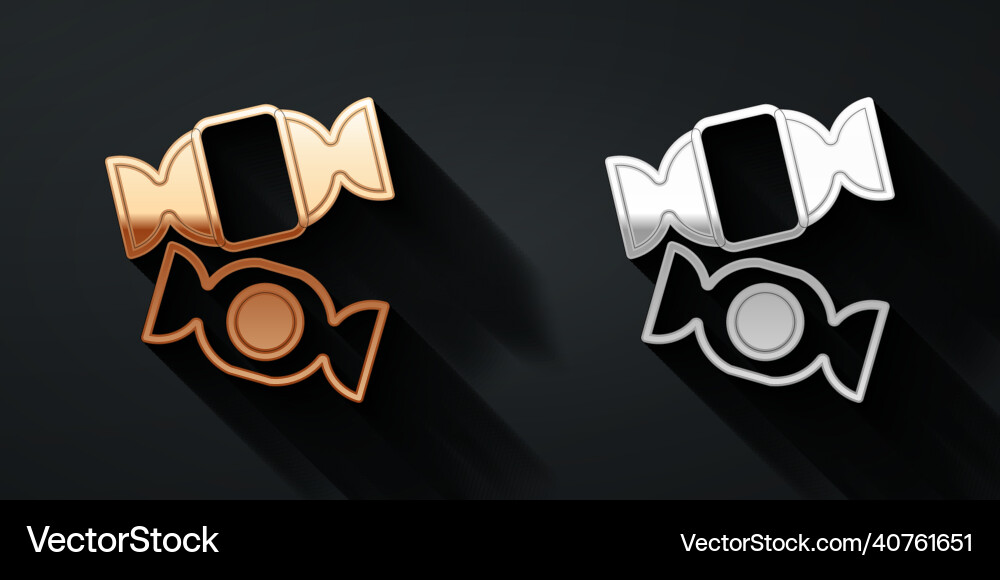 Gold and silver candy icon isolated on black Vector Image