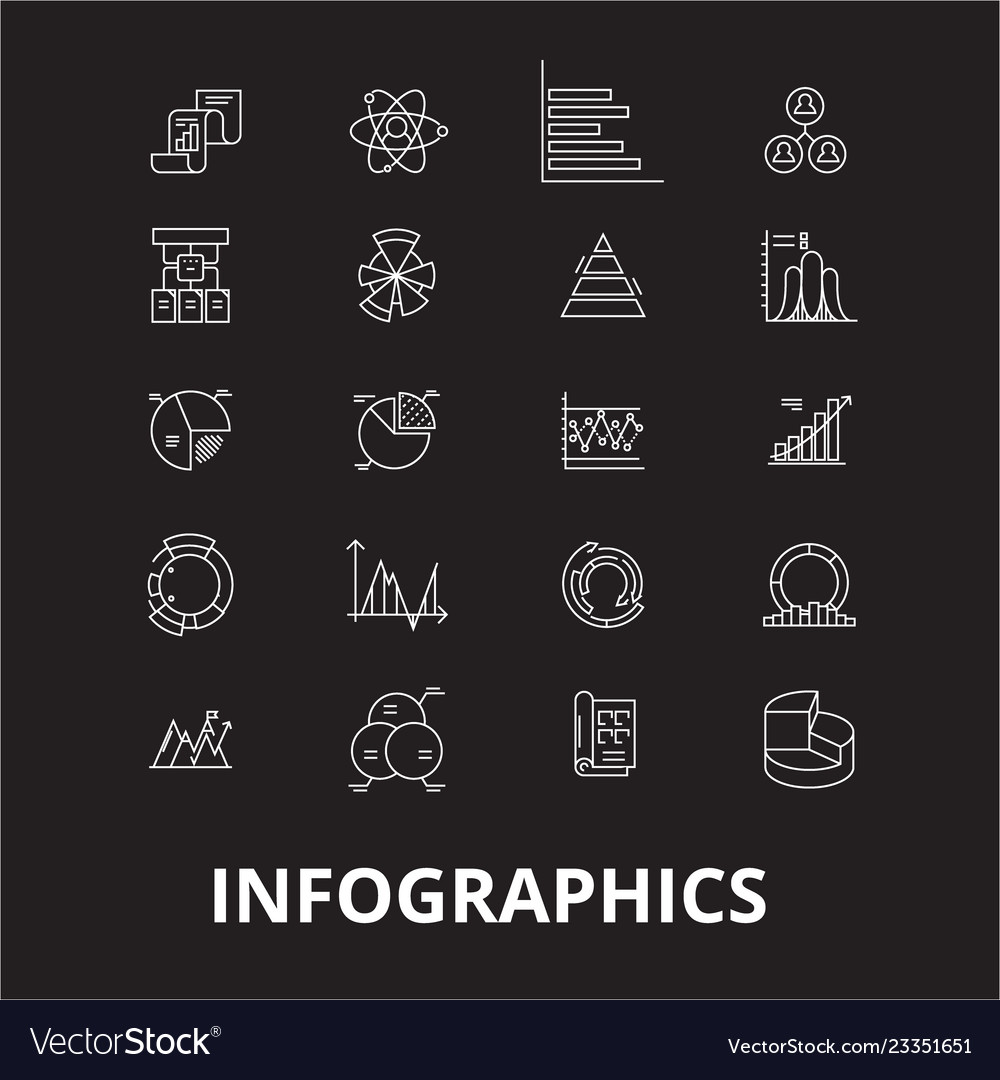 Infographics editable line icons set on Royalty Free Vector