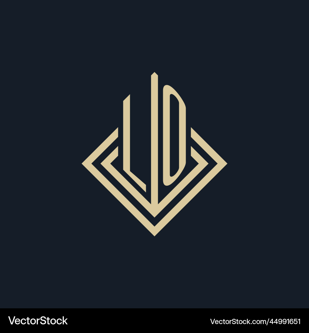 Initials lo logo rhombus lines shape style luxury Vector Image