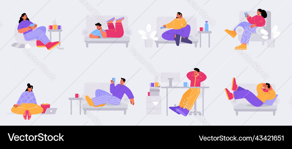 Lazy people relax and procrastination concept Vector Image