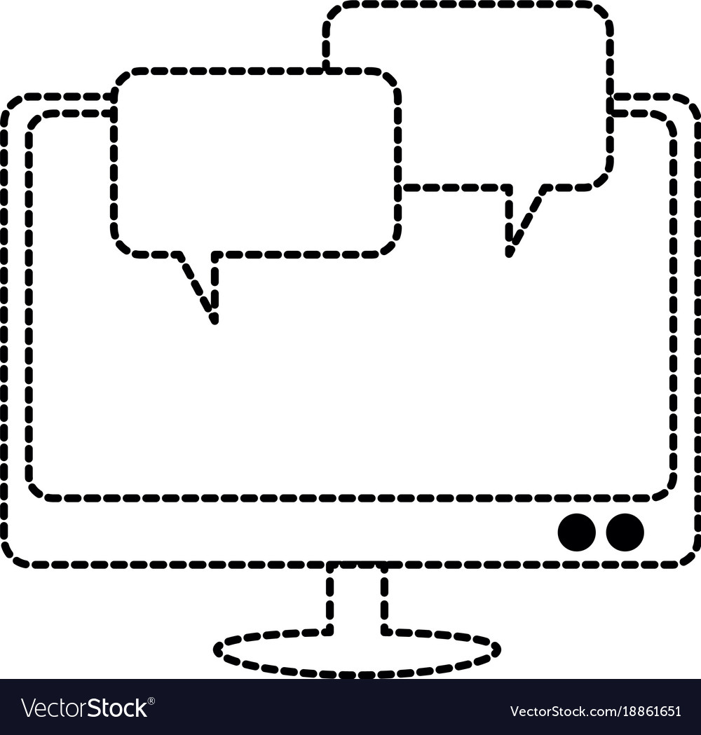 Monitor computer with speech bubbles Royalty Free Vector