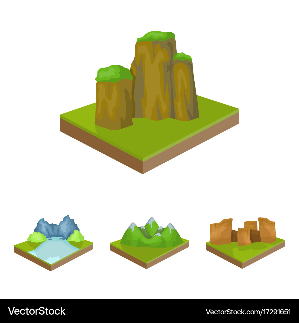 Mountains rocks and landscape relief Royalty Free Vector