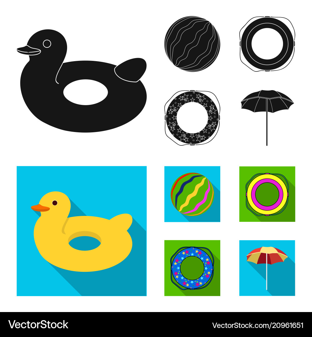 Multicolored swimming circle black flat icons Vector Image