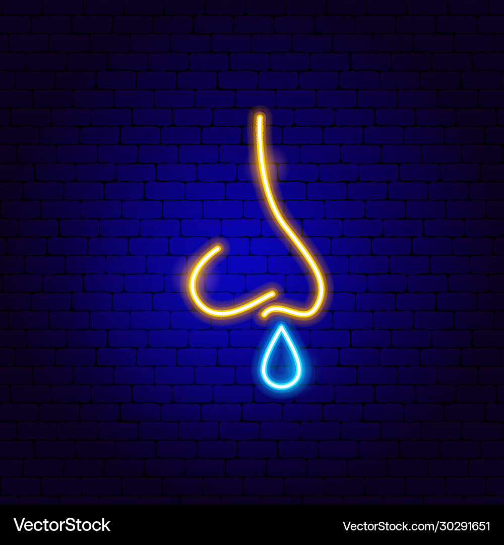 Runny nose neon sign Royalty Free Vector Image