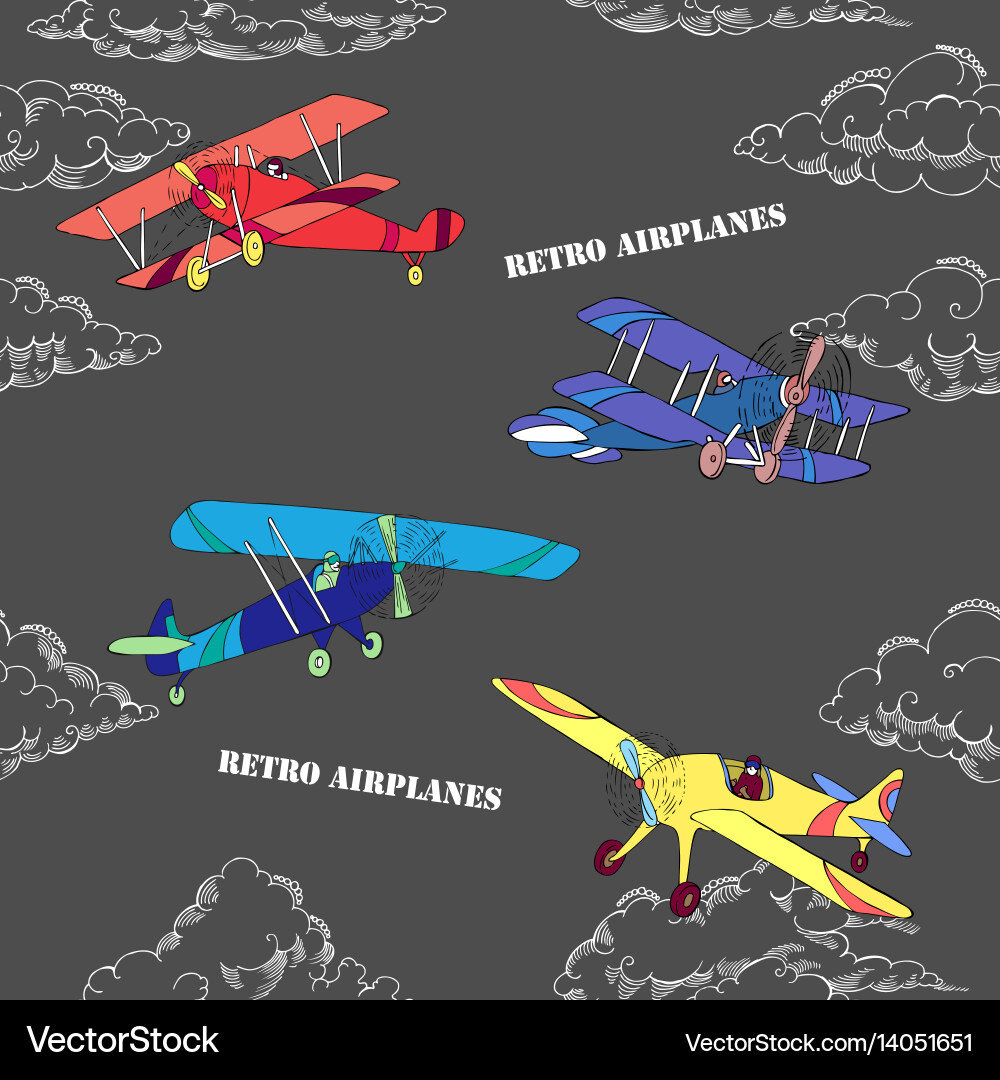 Seaml colors airplanes-05 Royalty Free Vector Image