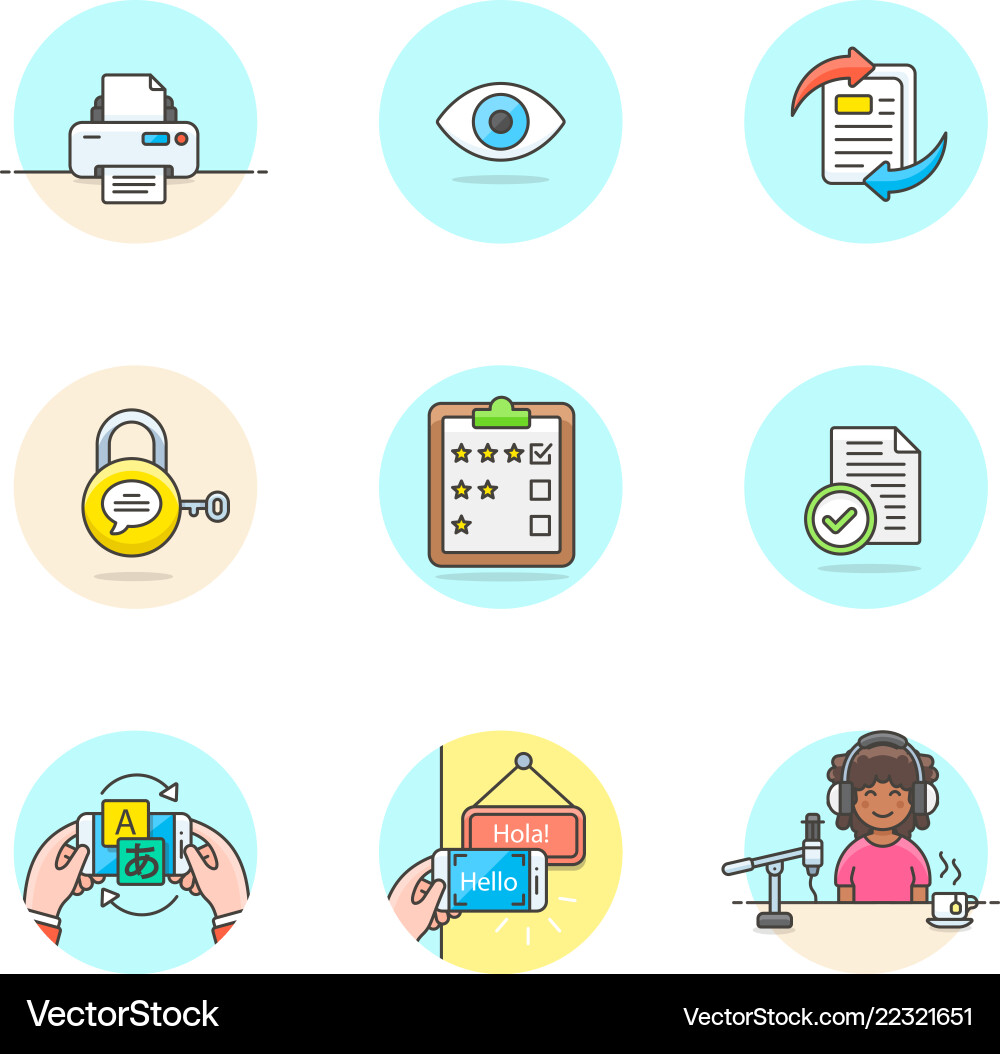 Set of multicolor content icons Royalty Free Vector Image