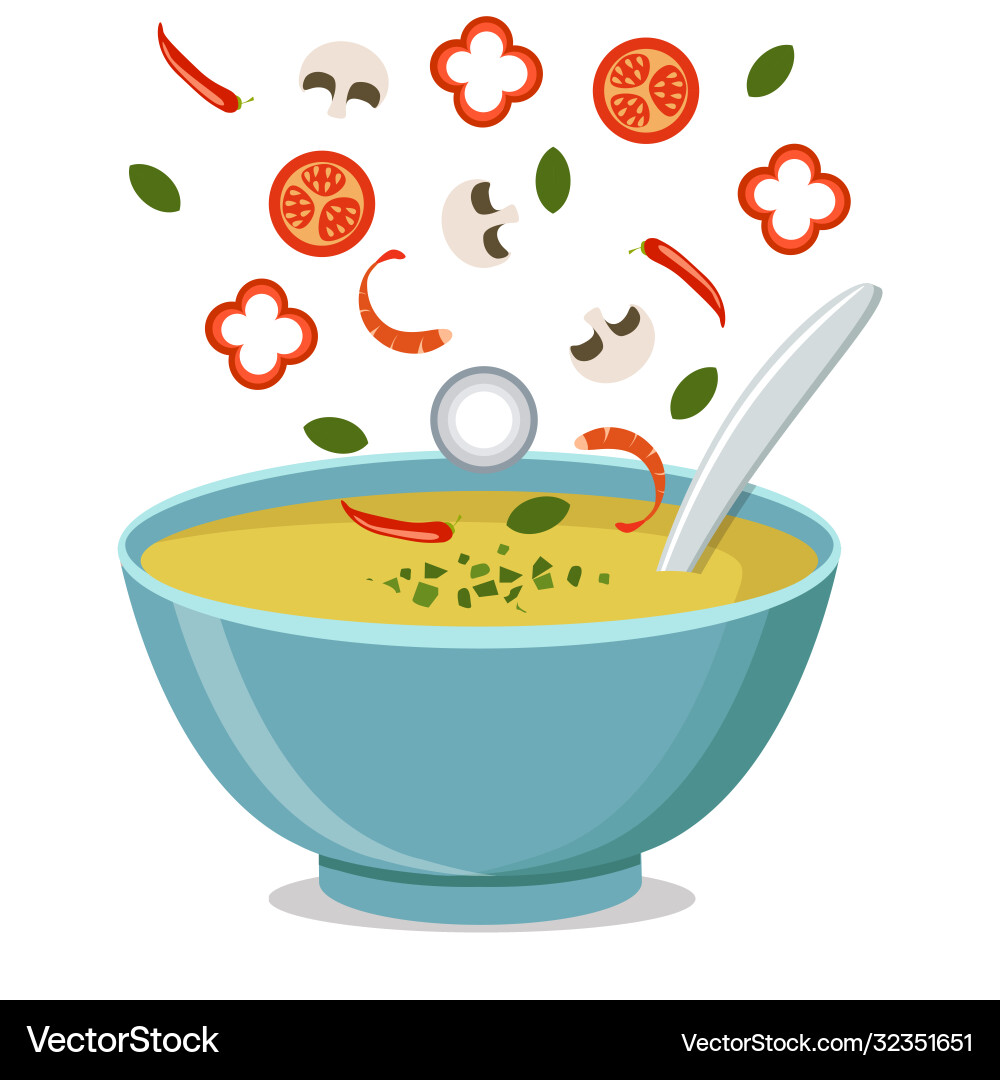 Soup with vegetables isolated on white background Vector Image