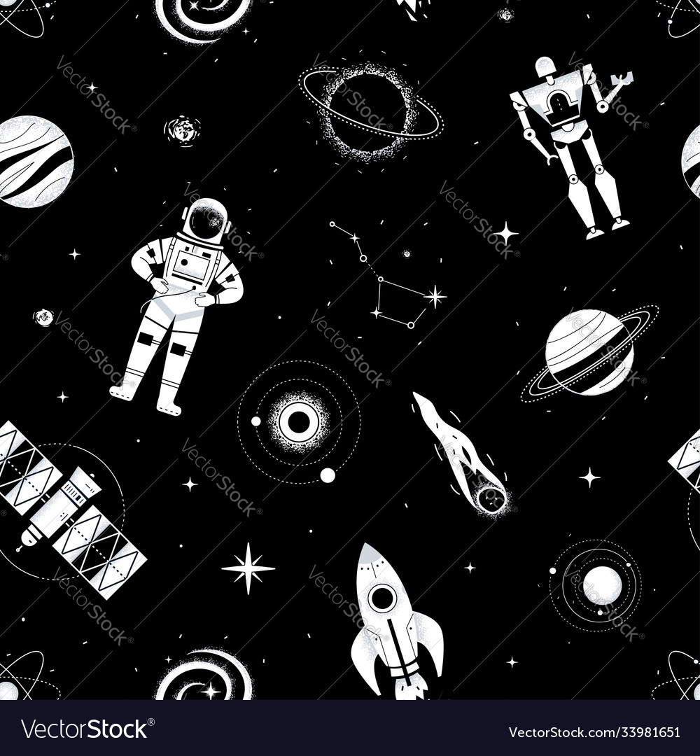 Space exploration - flat design style pattern Vector Image
