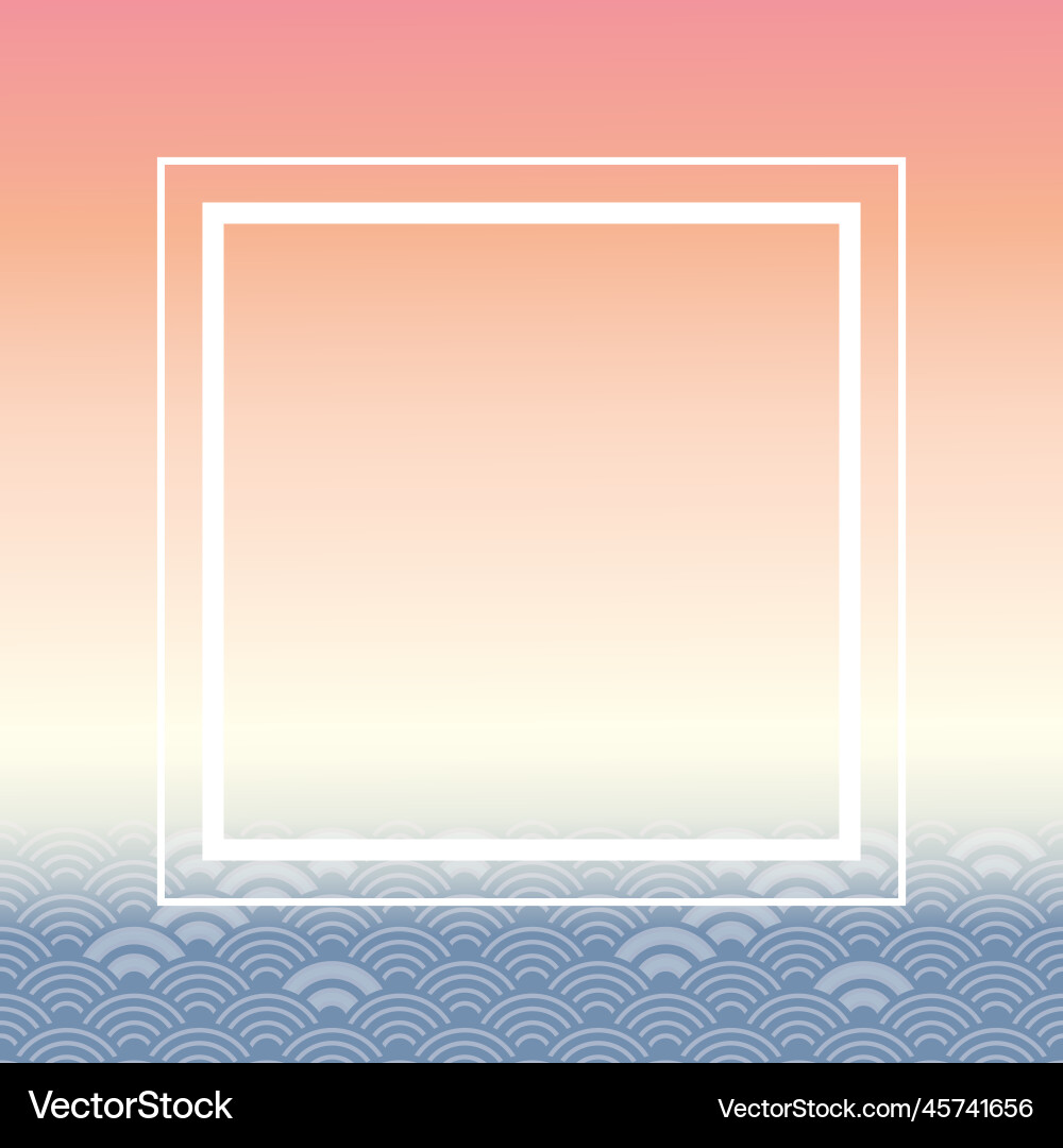 Abstract sea ocean square white frame trend dawn Vector Image