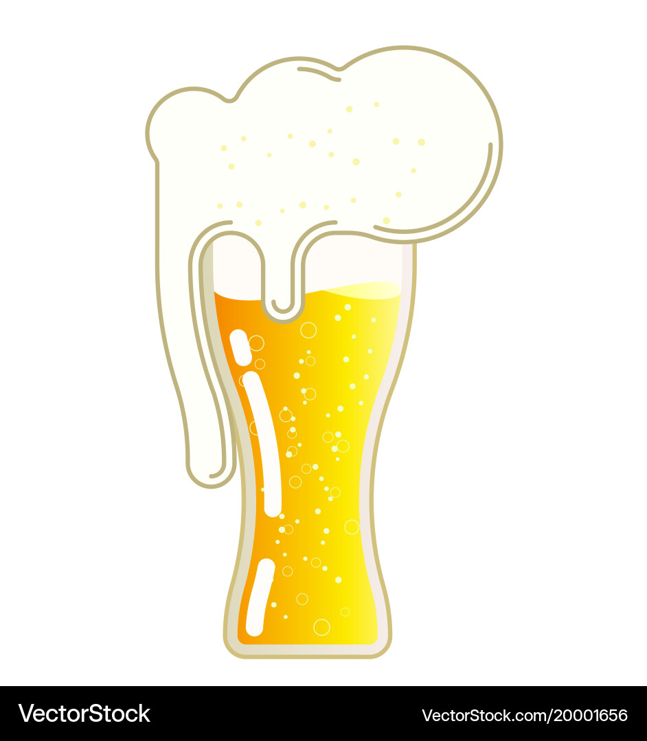 Beer with foam in a glass Royalty Free Vector Image