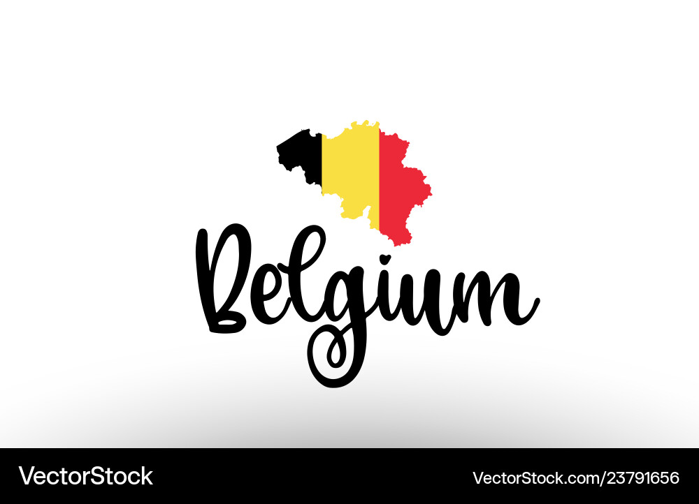 Belgium country big text with flag inside map Vector Image