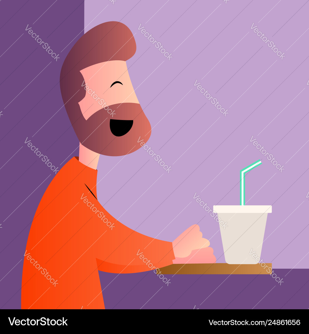 Cartoon man sitting in cafe Royalty Free Vector Image