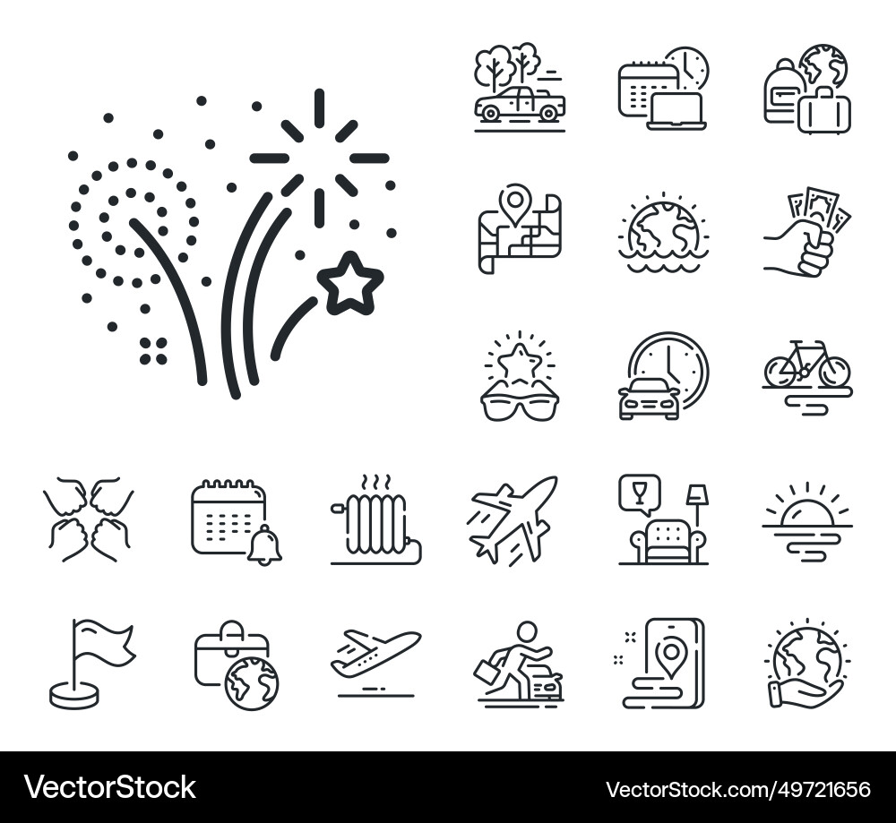 Fireworks line icon pyrotechnic salute sign Vector Image