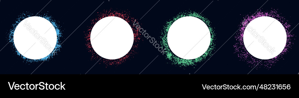 Frame in circle shape color set blank round stain Vector Image