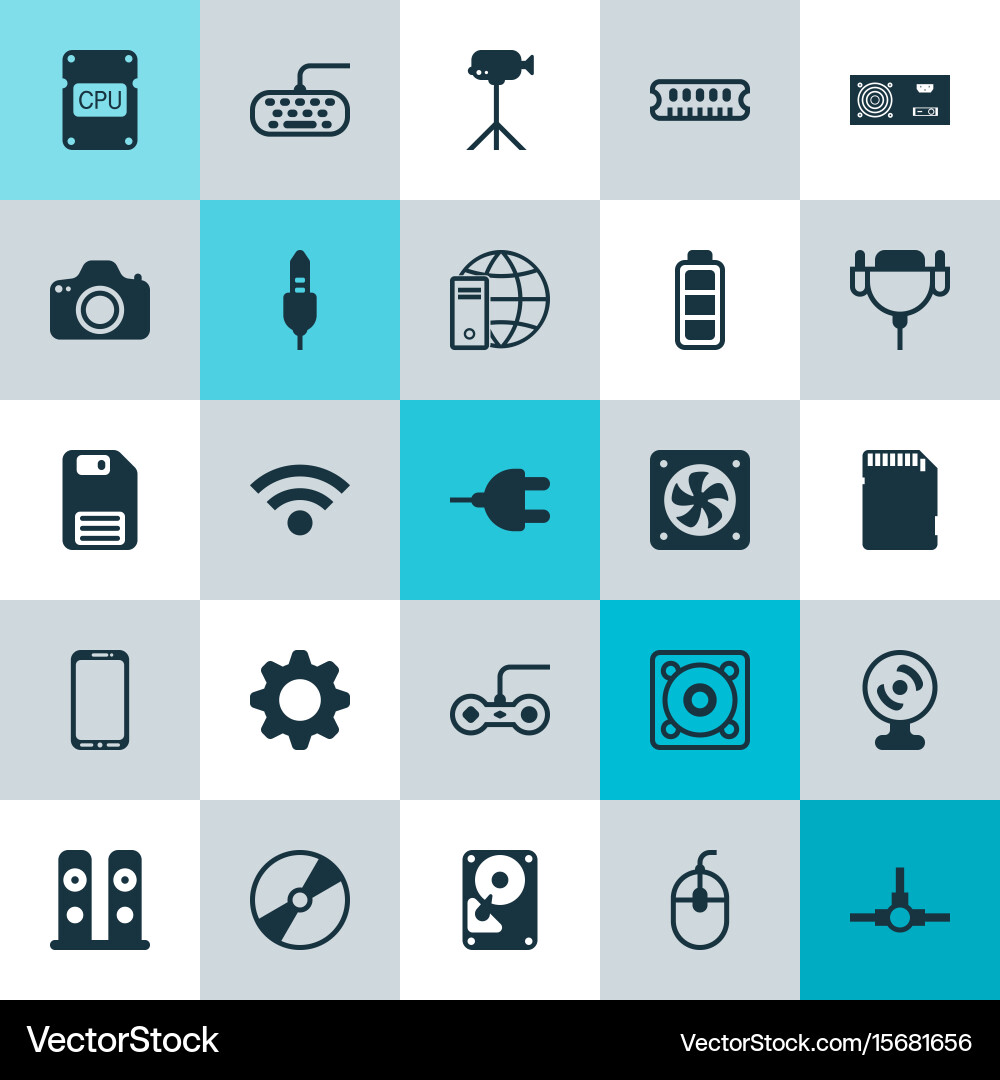 Hardware icons set collection of wireless Vector Image