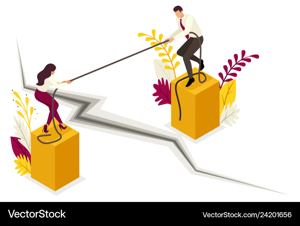 Isometric businessmen compete for championship Vector Image