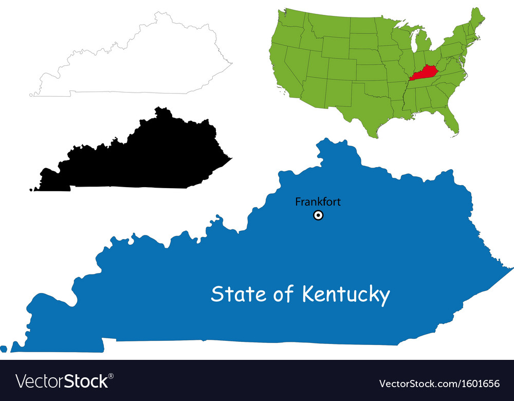 Kentucky map Royalty Free Vector Image - VectorStock