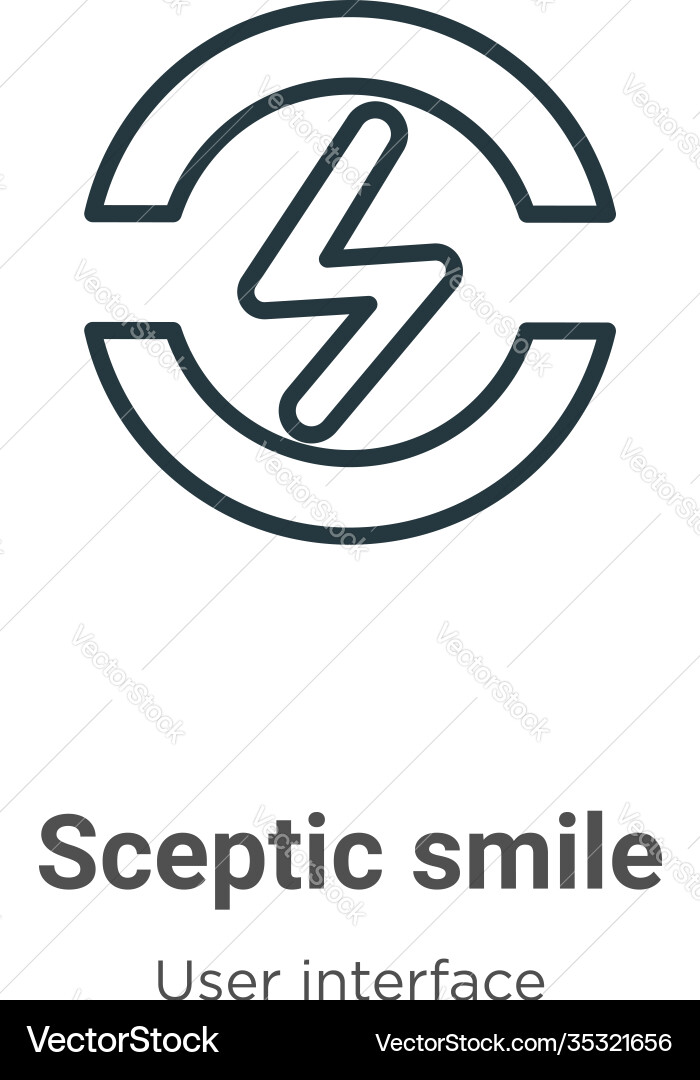 Sceptic smile outline icon thin line black Vector Image