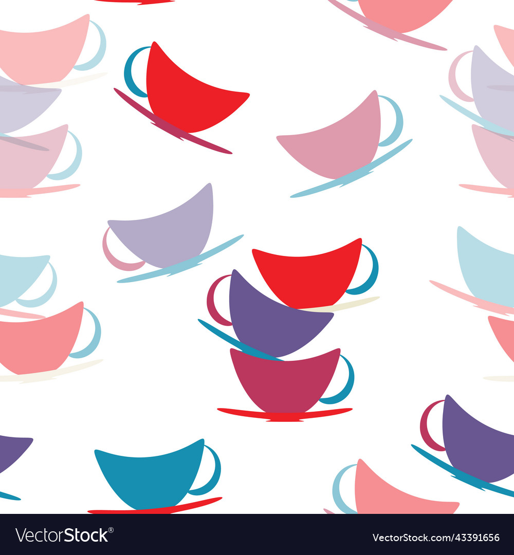 Seamless pattern with cups Royalty Free Vector Image