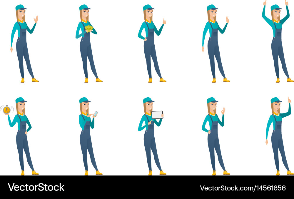 Set of mechanic characters Royalty Free Vector Image