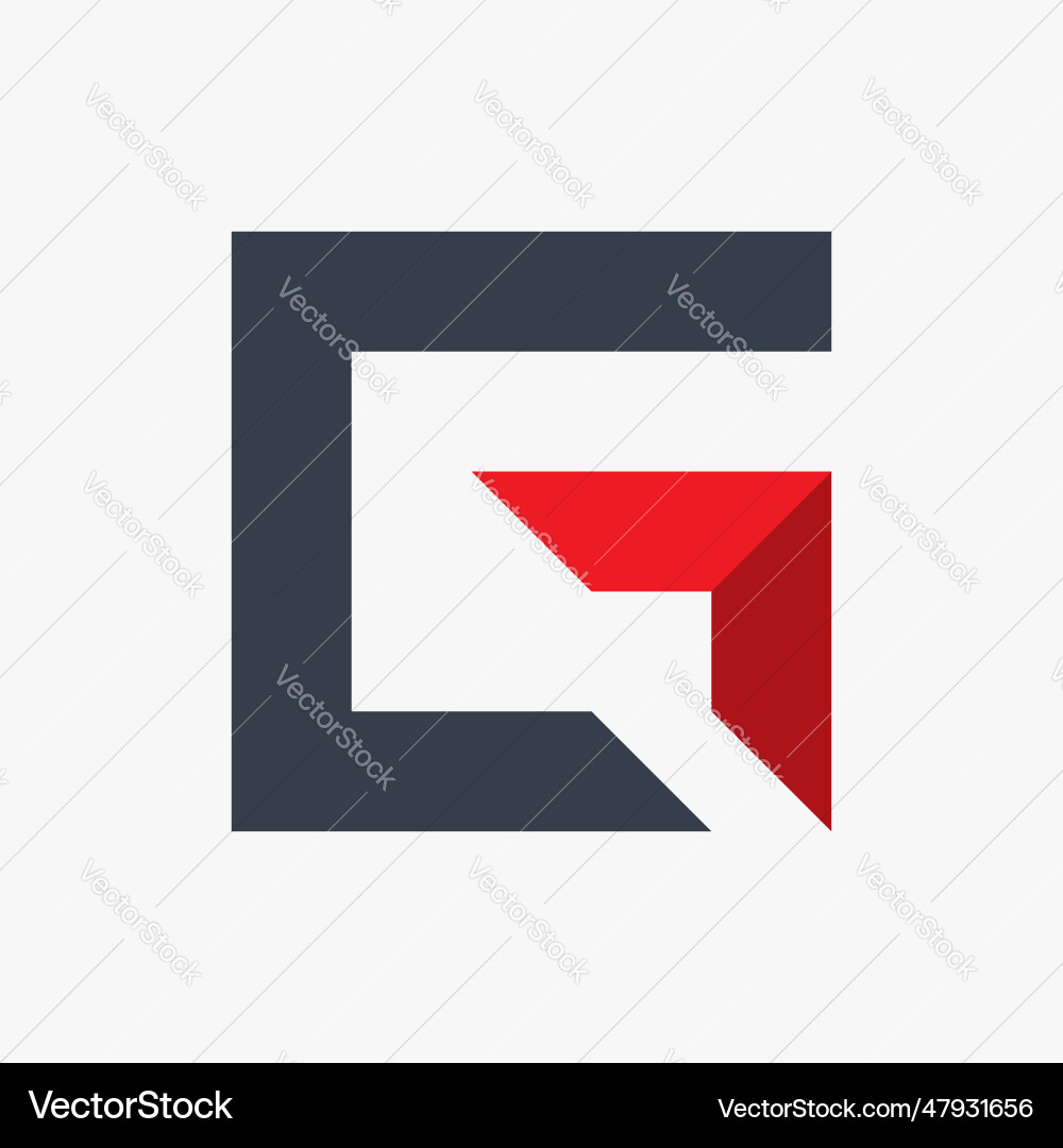Square letter g with geometric arrow up Royalty Free Vector