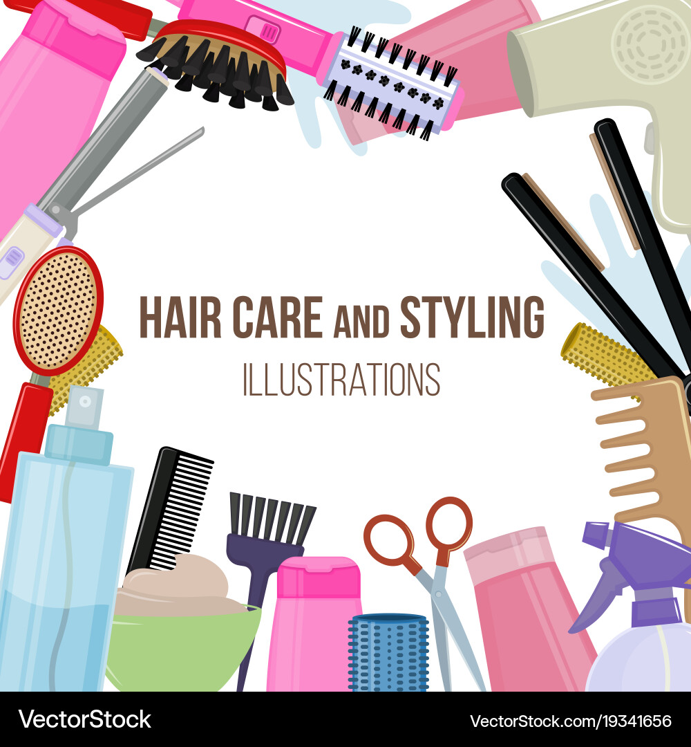 Tools and hair care products Royalty Free Vector Image