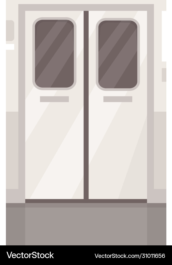 Train metallic door entrance semi flat Royalty Free Vector