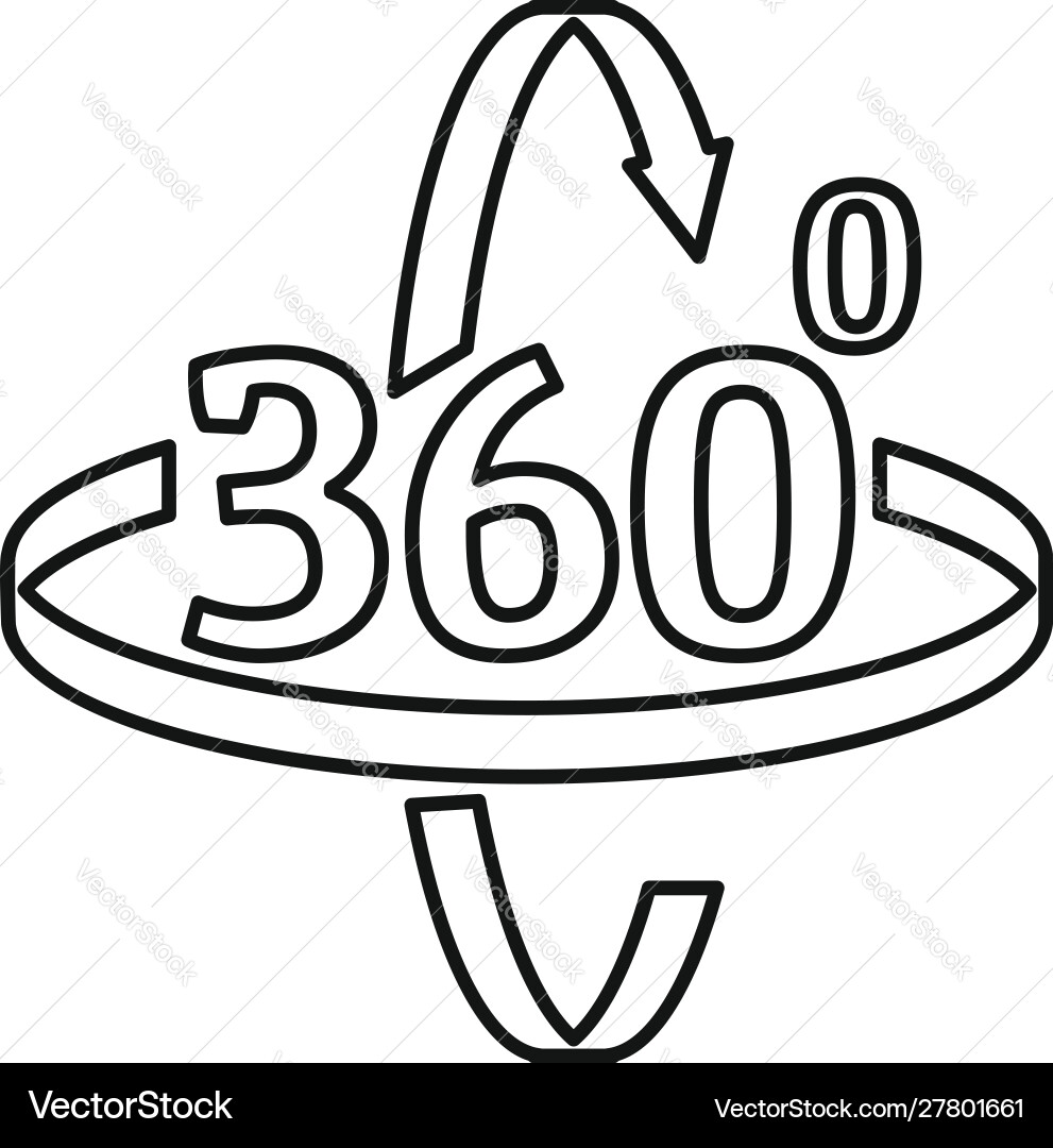 360 degrees rotation icon outline style Royalty Free Vector