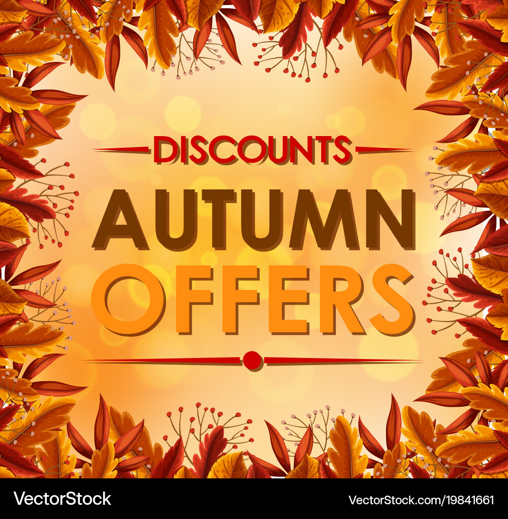 Autumn offers background template with orange Vector Image