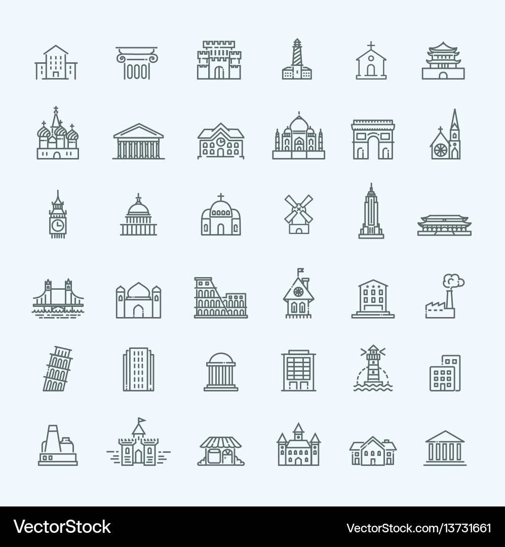 Building icons set government landmarks Royalty Free Vector
