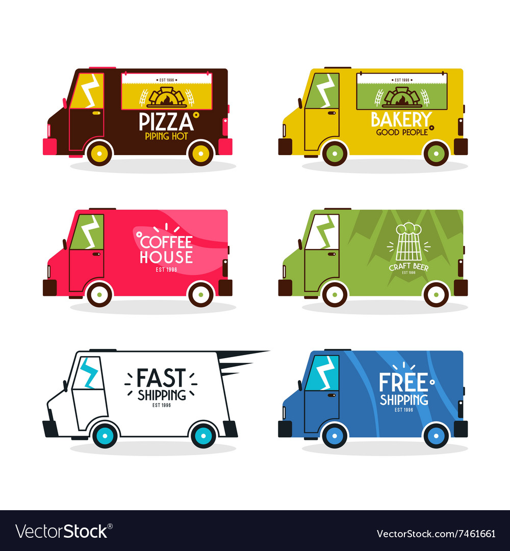 Bus delivery set Royalty Free Vector Image - VectorStock