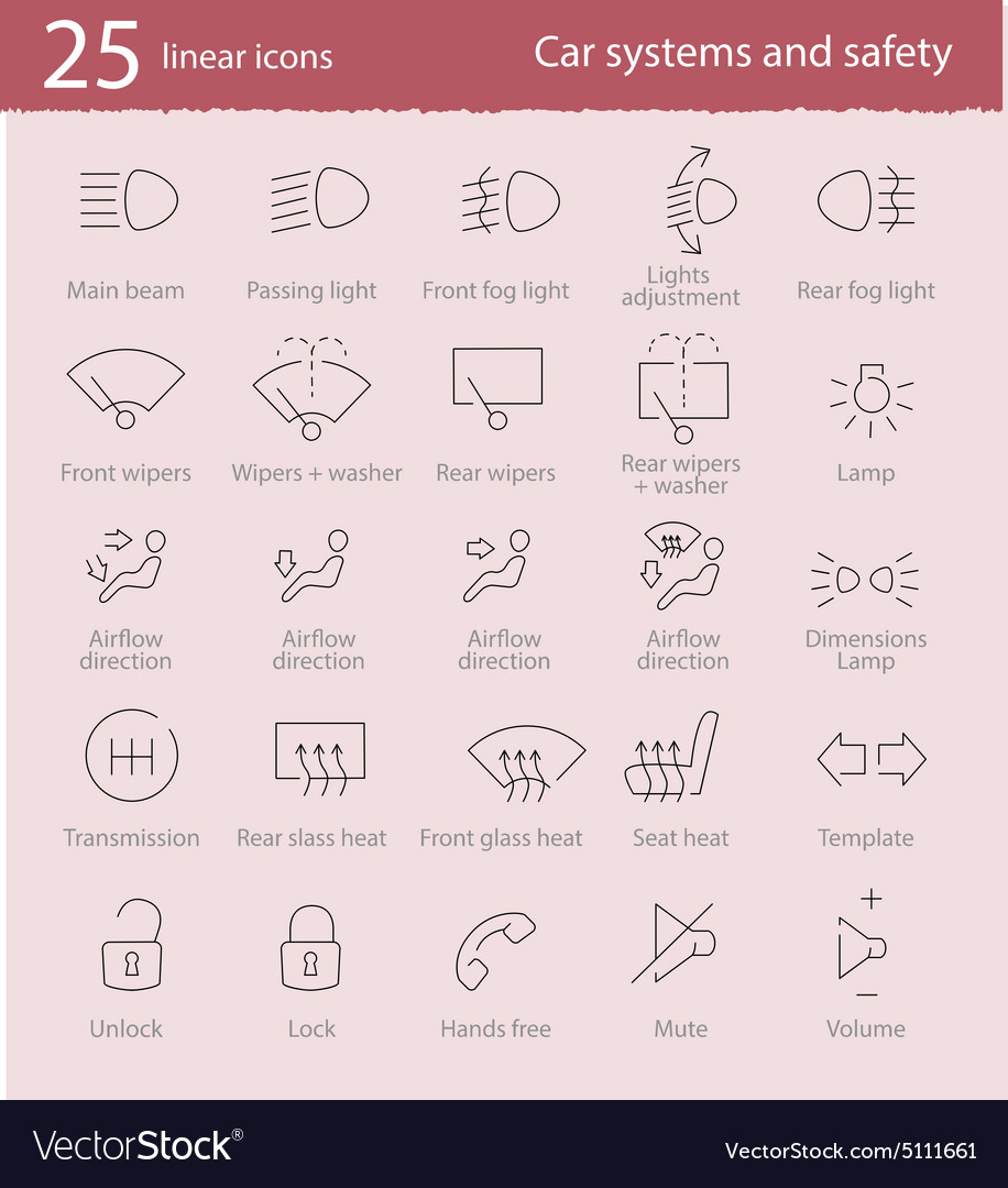 Car interface icons set Royalty Free Vector Image