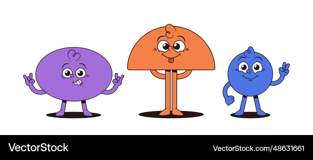 Cartoon geometric figure characters oval circle Vector Image