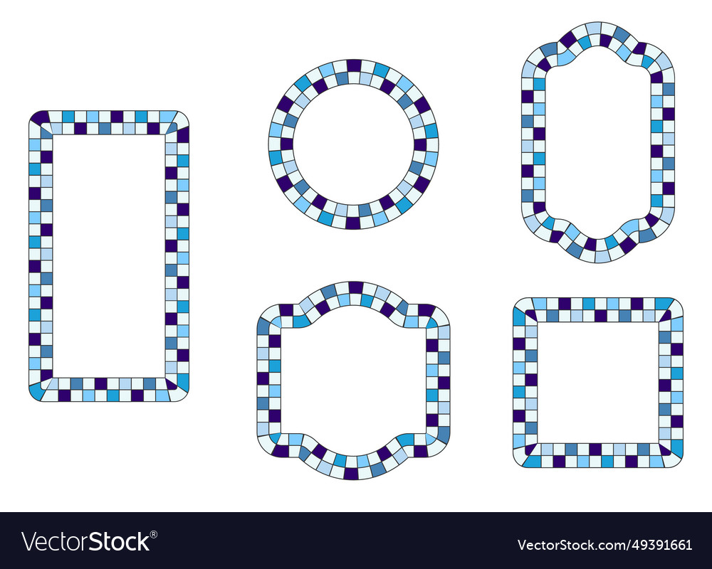 Checkered frames set square circle rectangle Vector Image