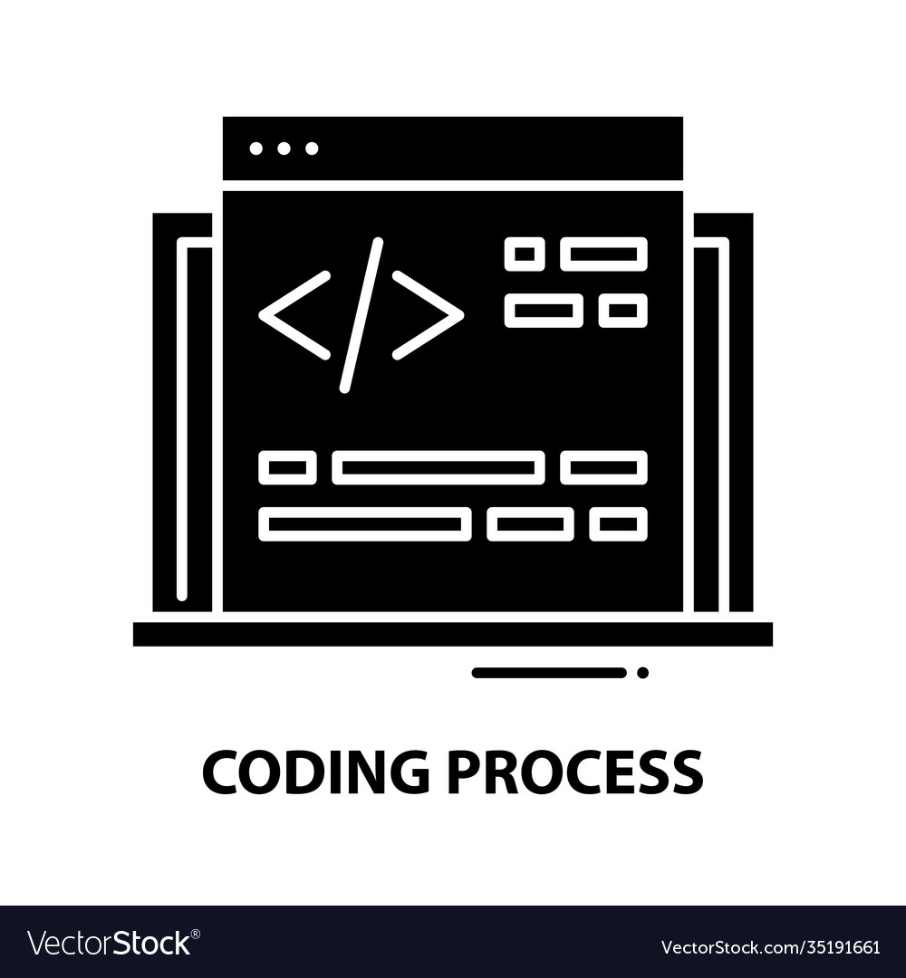 Coding process icon black sign Royalty Free Vector Image