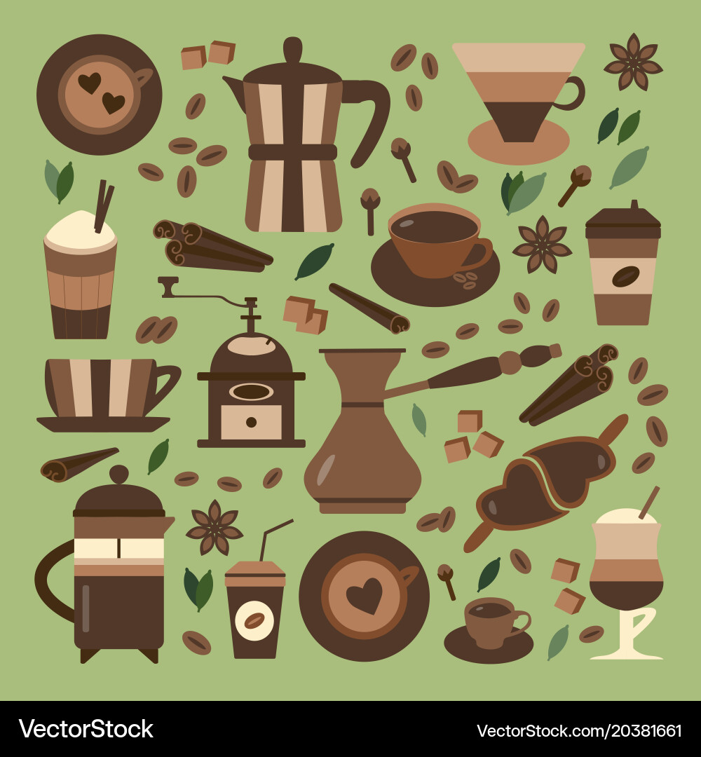 Coffee house and shop icon set Royalty Free Vector Image