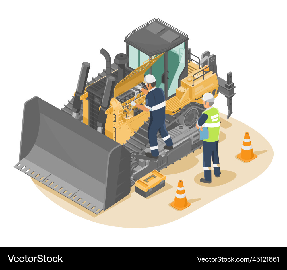 Heavy equipment maintenance engineering work Vector Image