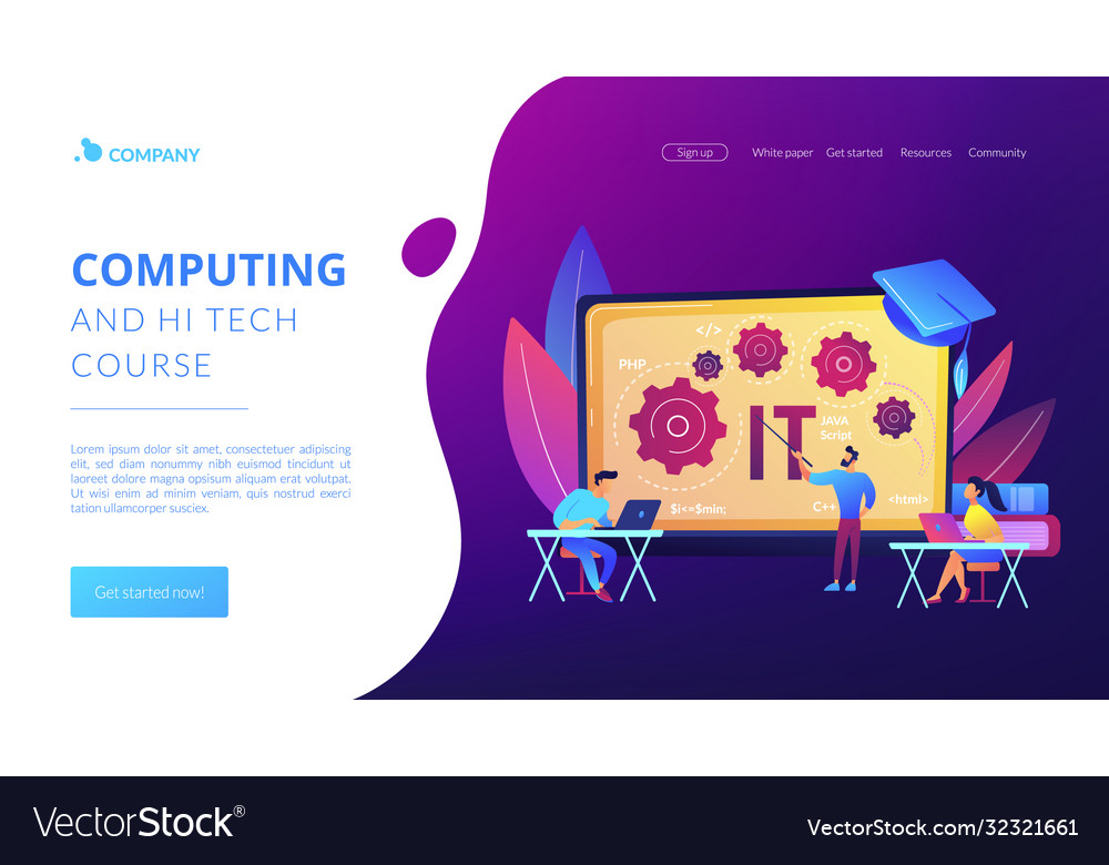 Information technology courses concept landing Vector Image
