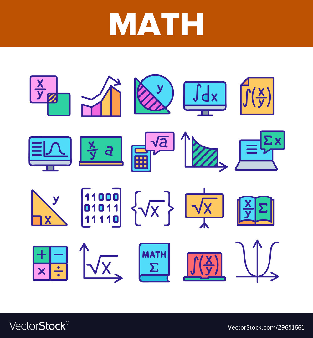 Math science education collection icons set Vector Image