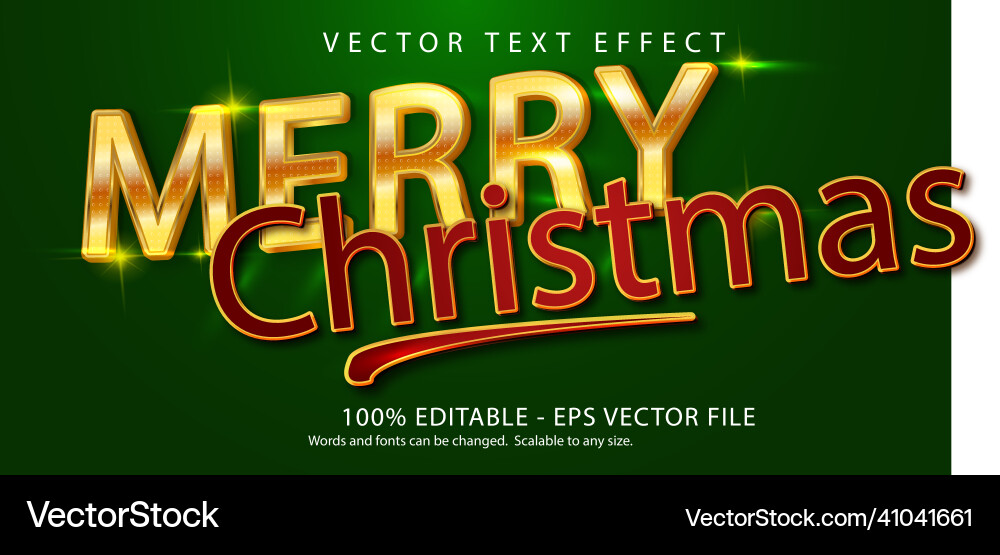 Merry christmas text shiny golden style editable Vector Image