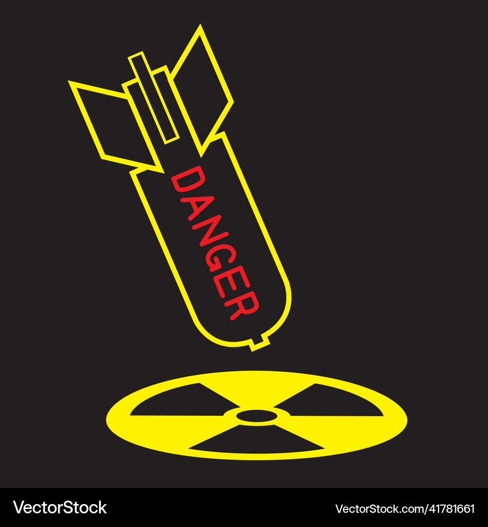 Nuclear energy bomb danger sign symbol Royalty Free Vector